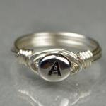 Any Initial- Silver Wire Wrapped Monogram Ring- Custom Made To Size on Luulla