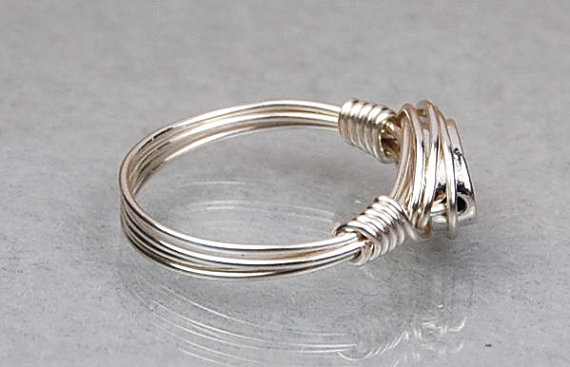Sterling Silver Wire Wrap Ring With Oval Love Sterling Silver Bead ...