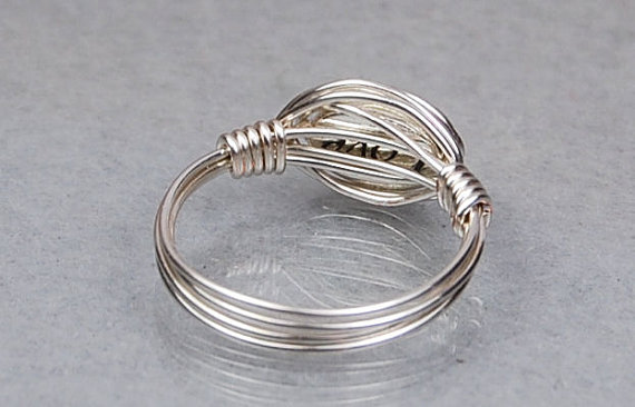 Sterling Silver Wire Wrap Ring With Oval Love Sterling Silver Bead ...
